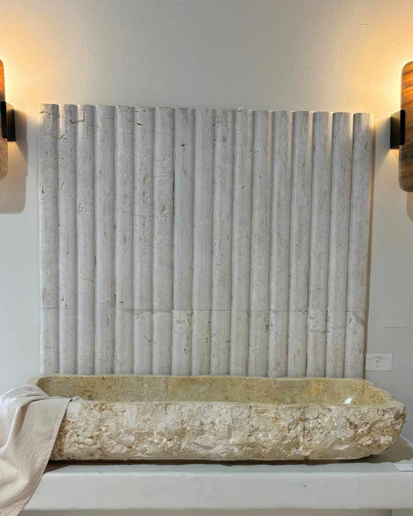 KOMARIO fluted marble tile - BisqueTraders