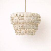 Adi : Coconut U Shaped Discs Tiered 61cm Pendant Light. - BisqueTraders