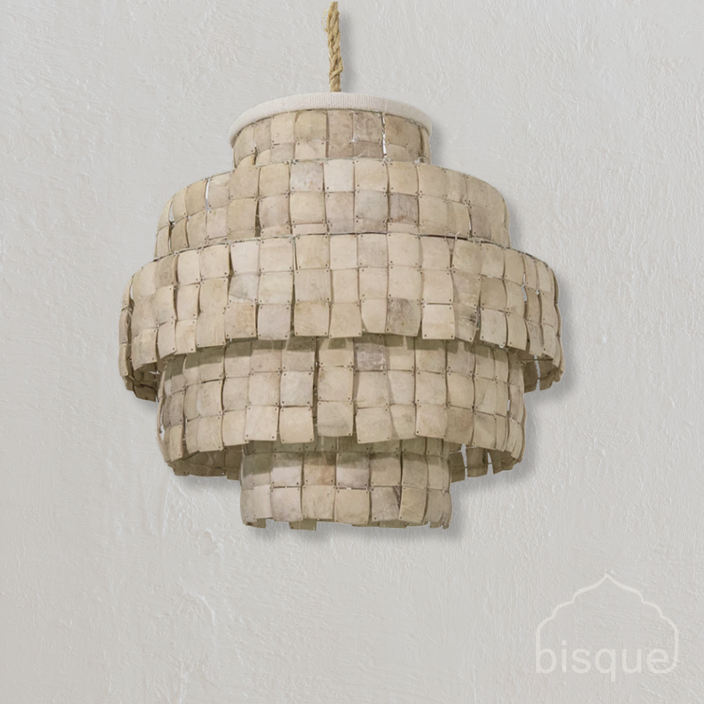 Ashika : Coconut Shell Chandelier - BisqueTraders