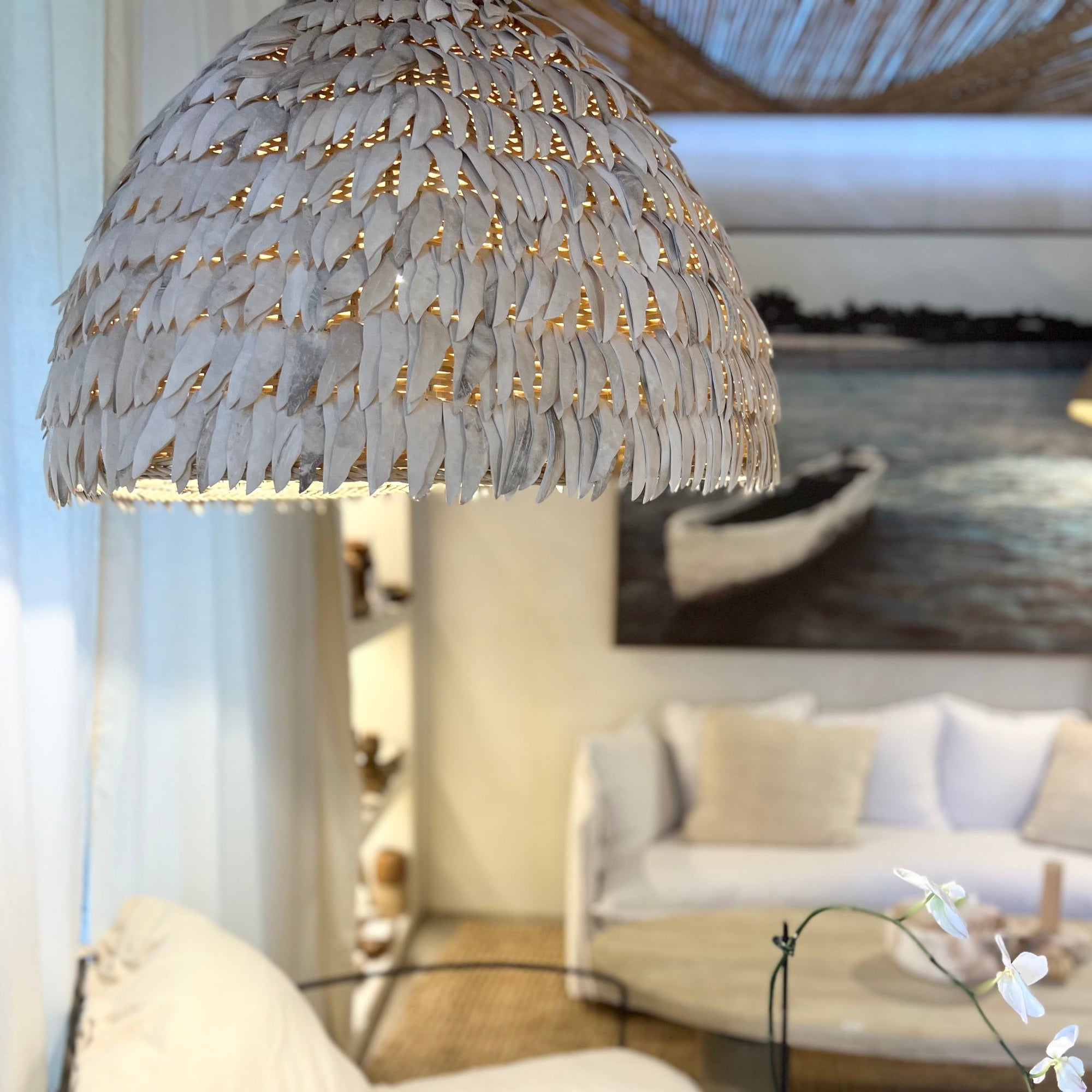 'Sade' Coconut Thin Dome Pendant Light – BisqueTraders