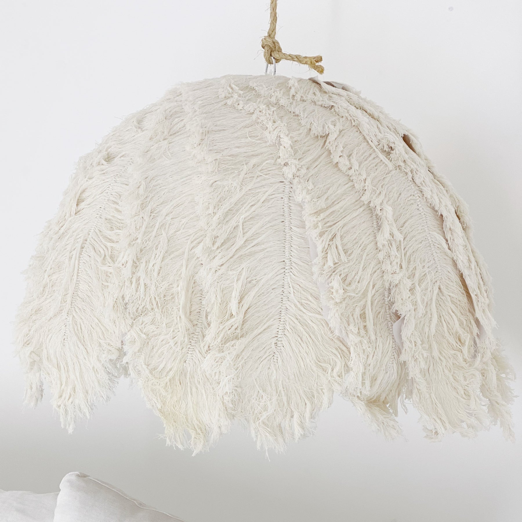 Patrice : Cotton Ostrich Feather Pendant - BisqueTraders