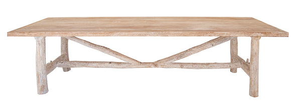 Anyango : Wooden Log Table, Whitewashed – BisqueTraders